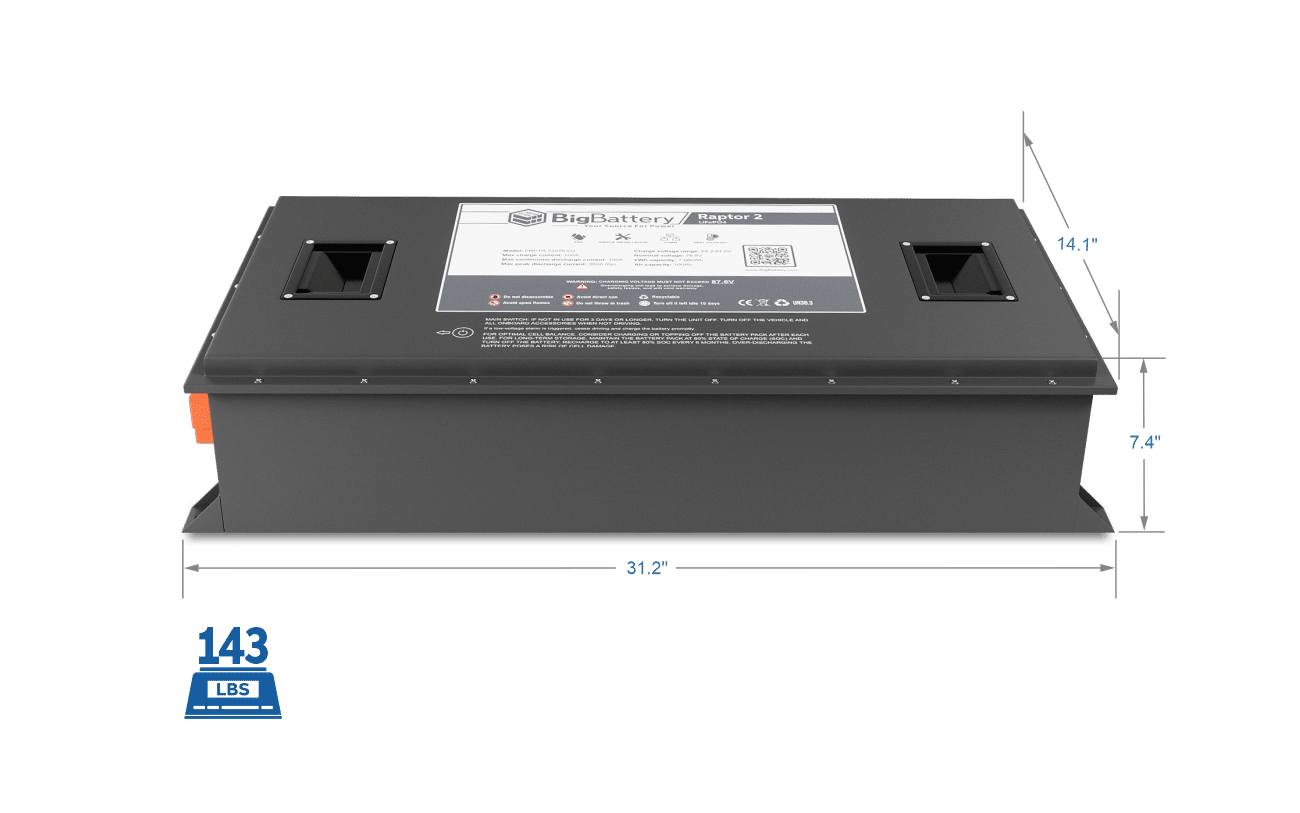72V RAPTOR 2 - 7.68kWh LiFePO4 - BigBattery.com